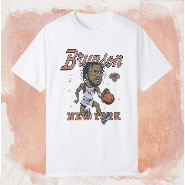 New York Knicks Jalen Brunson Signature Cartoon T-shirt - TokoPyramid