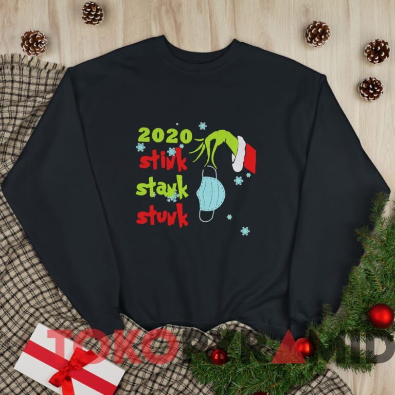 Rare Vintage Grinch Hand Holding Mask 2020 Stink Stank Stunk Sweatshirt ...
