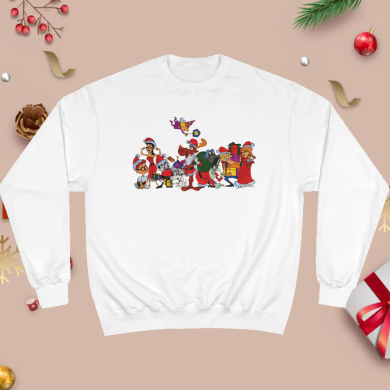 Vintage 1993 Rocky Bullwinkle Friends Christmas Sweatshirt - TokoPyramid