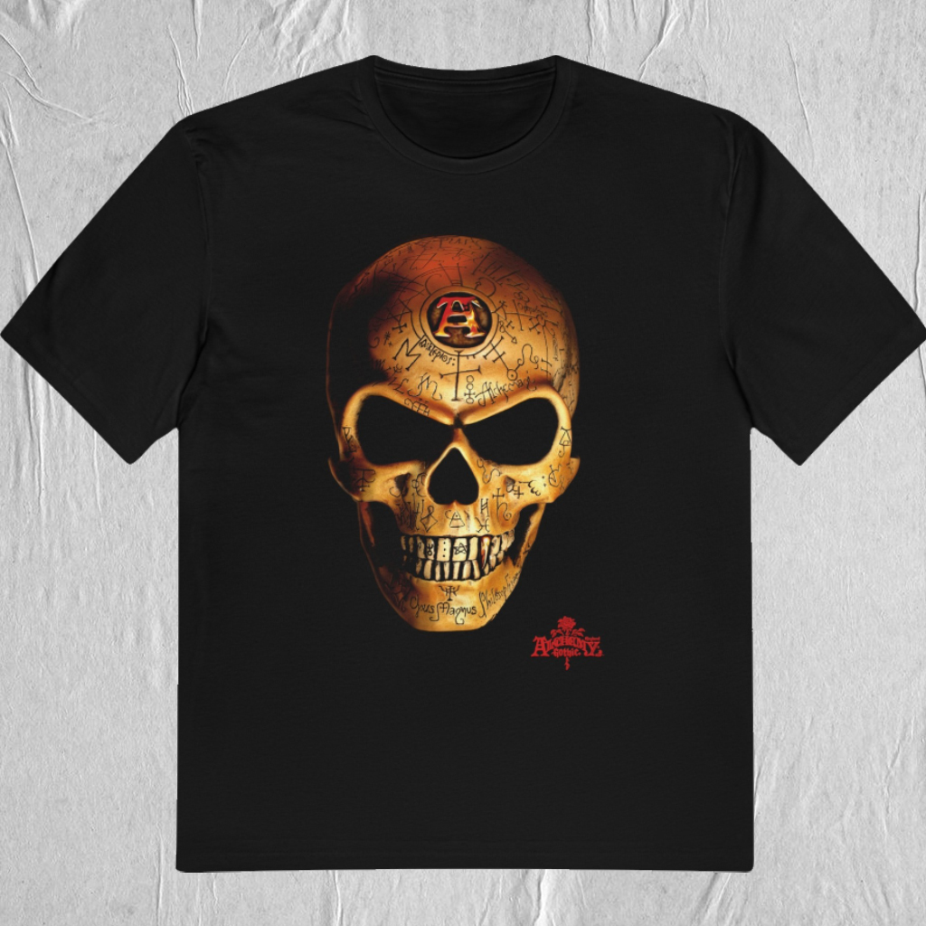 Vintage Alchemy Gothic Omega Skull Shirt - TokoPyramid